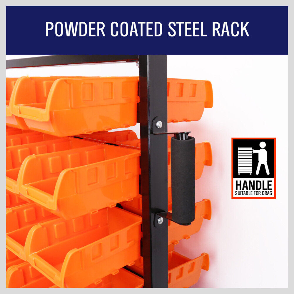 92 piece Bin Mobile Garage Storage Bin Rack Heavy duty Tool Organizer ...