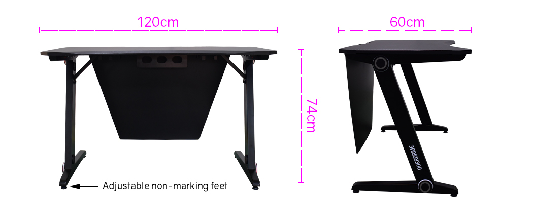 Overdrive Gaming Desk 120cm Pc Table Setup Computer Carbon Fiber Style ...